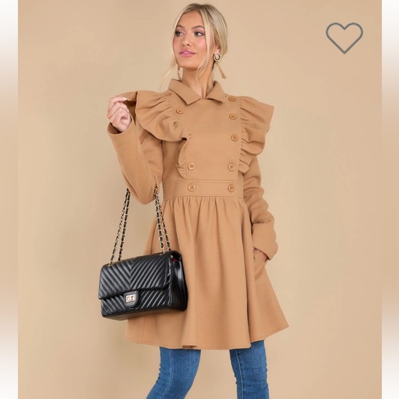 Aura | Jackets & Coats | Nwt Aura Ruffled Camel Tunic Coat | Poshmark